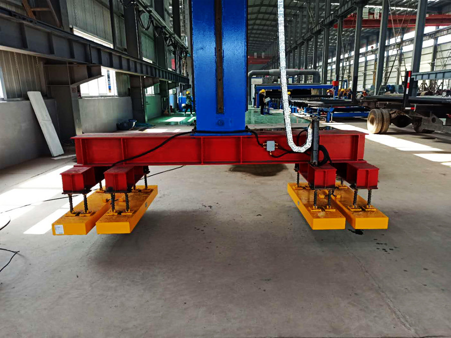 Rows of steel pipe electric permanent magnet lifting spreaders ...